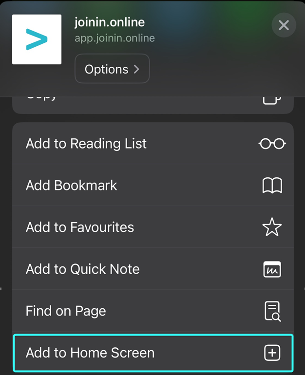 JoinIn user guide: How do I add a JoinIn shortcut to my mobile device?