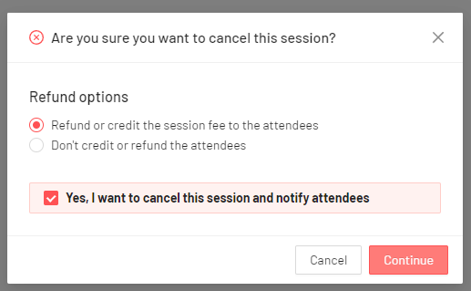 How do I cancel or edit a Session?
