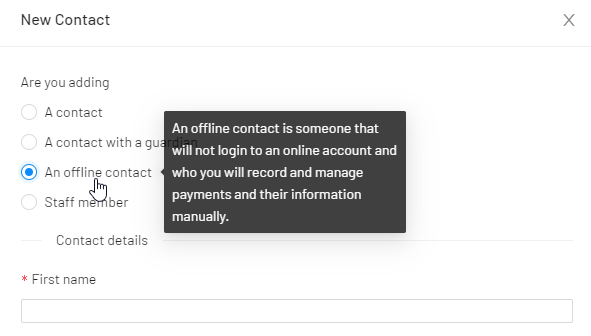 How do I add an offline contact?