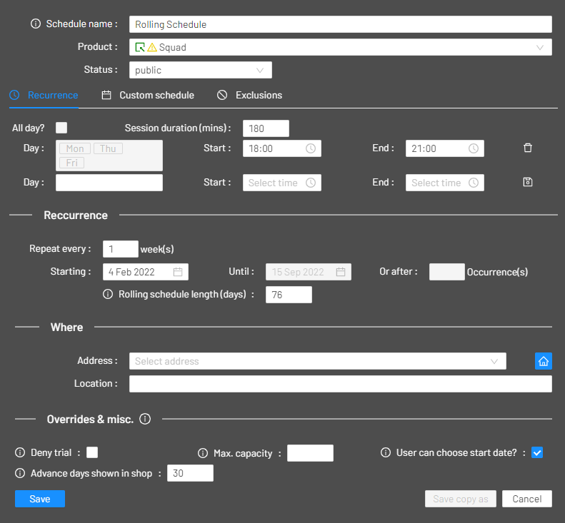 How do I set up a schedule?